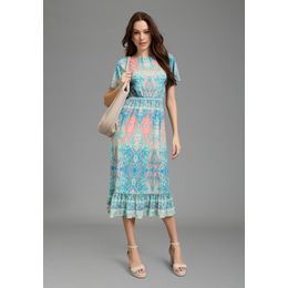 Bruno Banani Damen Sommerkleid, bunt, Gr. 42, Paisley, Jersey, Obermaterial: 95% Polyester, 5% Elasthan, Kleider, casual Stil, f&uuml;r Sommer und