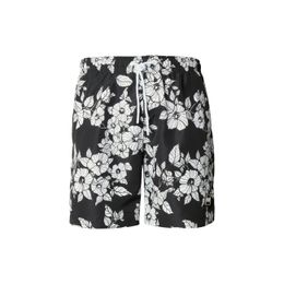Urban Classics Herren Badeshorts "Urban Classics Herren Pattern Swim Shorts", schwarz-wei&szlig;, Gr. S, 100% Polyester, Badehosen