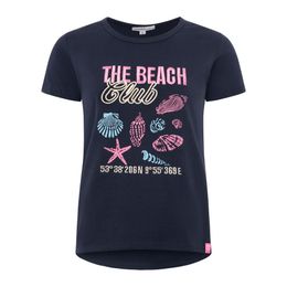 Zwillingsherz Damen T-Shirt ""Beach""marine, Gr. XL, bedruckt, bestickt, kontrastfarbene Details, unifarben, Web, Obermaterial: 95% Baumwolle, 5%