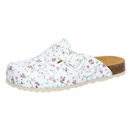 Lico Damen Clog "Clog Bioline Clog Print", Gr. 38, wei&szlig;, Synthetik, Schuhe