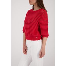 monari Damen Ajourpullover "Pullover Basic Ajour"rot, Gr. 46, unifarben, Strick, Obermaterial: 100% Baumwolle, Pullover, Regular fit mit Ajour-Strick