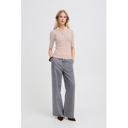 b. young Halblange &Auml;rmel BYSANANA Slim fit in MARSHMALLOW/MARSALA STRIPE | Gr.: M
