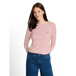 Tom Tailor Damen Langarmshirt, rot, Gr. XXL, gestreift, Single Jersey, Obermaterial: 97% Baumwolle, 3% Elasthan, Shirts, im Streifen-Look und mit