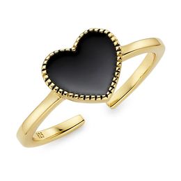 Damen Fingerring "Schmuck Geschenk Ring mit schwarzem Herz emalliert", 56, Silber 925 (Sterlingsilber), 1,7mm, schwarz, ANISTON JEWELRY & WATCHES,