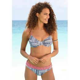 s.Oliver Damen B&uuml;gel-Bikini-Top "Cocina", blau, Gr. 38, bedruckt, gemustert, Polyamid, Bikini-Oberteile, mit Mustermix