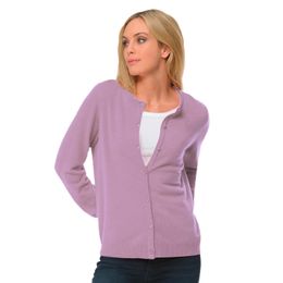 GOLDNER Damen Strickpullover "Kurzgr&ouml;&szlig;e Kuschelweiche Kaschmir-Strickjacke mit Rundhals", lila, Gr. 21, Obermaterial: 100% Kaschmir WS., Pullover,