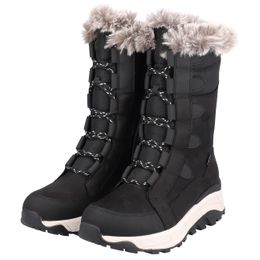 RIEKER SPORT Damen Winterboots, Gr. 38, schwarz, Leder, Textil, Schuhe, Schneeboots, Winterboots mit Lammwollfutter, Fiber Grip Laufsohle