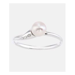 Diamant L'&eacute;ternel Ring aus 375 Wei&szlig;gold mit 0.01 Karat Diamant mit Perle | Gr.: 54