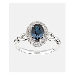 Diamant L'&eacute;ternel Ring aus 375 Wei&szlig;gold mit Diamant mit Saphir | Gr.: 58