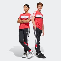M&auml;dchen Sporthose "J 3S TIB FL PT", schwarz-wei&szlig;, Gr. 176, adidas Sportswear, Obermaterial: 70% Baumwolle, 30% Polyester, Hosen, f&uuml;r Kinder, mit