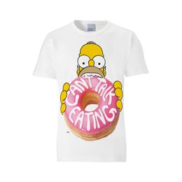 logoshirt Herren T-Shirt "Homer Simpson", wei&szlig;, Gr. S, bedruckt, 100% Baumwolle, Shirts, mit lustigem Frontdruck