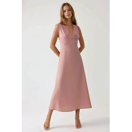 V-Ausschnitt Soft-Touch Midi-Kleid