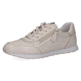 Caprice Damen Sneaker, Gr. 42, beige, Nappaleder, Basic, Schuhe, Freitzeitschuh, Schn&uuml;rschuh, Halbschuh in bequemer Weite