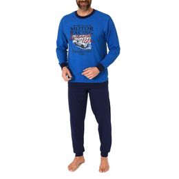 Normann langarm Schlafanzug B&uuml;ndchen Pyjama - 83222 in blau | Gr.: 54
