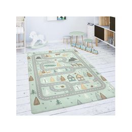 KADIMA DESIGN Kinderteppich waschmaschinenwaschbar Waldwege Kinderzimmer in T&uuml;rkis | Gr.: 150 cm rund