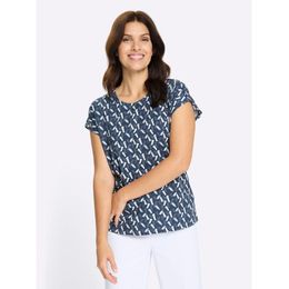 Sieh an! Kurzarm-Shirt in dunkelblau-ecru-bedruckt | Gr.: 54