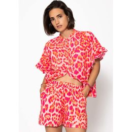 SASSYCLASSY Musselin Bluse mit R&uuml;schensaum in Pink | Gr.: M