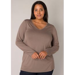 Damen Langarmshirt "Alize", grau, Gr. 54, Base Level Curvy, unifarben, Jersey, Obermaterial: 96% Viskose, 4% Elasthan, Shirts, Weiche, leicht