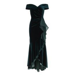 Adrianna Papell Langes Abendkleid Velvet Off The Shoulder Gown in Hunter | Gr.: 46