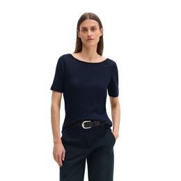 Marc O'Polo MARC O'POLO Damen T-Shirt "mit U-Boot-Ausschnitt", blau, Basic, Gr. XL, unifarben, Obermaterial: 100% Baumwolle, Shirts