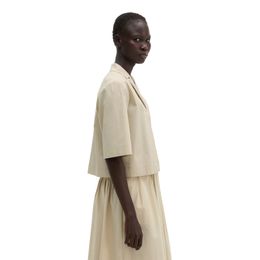 Marc O'Polo MARC O'POLO Damen Kurzarmbluse "aus Popeline-Stretch"linen beige, Gr. 32, unifarben, Obermaterial: 60% Baumwolle, 38% Polyester, 2% Elasthan, Blusen