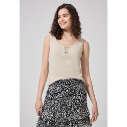 Damen 2-in-1-Tanktop, beige, Gr. 46, STREET ONE STUDIO, unifarben, Web, 50% Baumwolle, 50% Modal, Tops, aus softem Materialmix