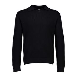 LINDBERGH Herren Strickpullover "Strickpullover Relaxed Fit", schwarz, Gr. L, unifarben, Obermaterial: 60% Baumwolle, 40% Polyester, Pullover