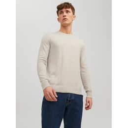 Jack & Jones JACK & JONES Herren Rundhalspullover "JJEEMIL KNIT CREW NECK NOOS", wei&szlig;, Gr. L, Strick, Obermaterial: 60% Baumwolle, 20% Nylon, 20% Viskose,