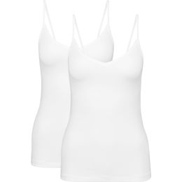 Calida Damen Spaghettitop "Benefit Women", Gr. XS, wei&szlig;, Single Jersey, Obermaterial: 94% Baumwolle, 6% Elasthan, unifarben, Tops, V-Ausschnitt,