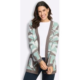 Inspirationen Damen Jacquardstrickjacke, braun, Gr. 52, gemustert, mehrfarbig, 53% Polyacryl, 40% Baumwolle, 7% Polyamid, Strickjacken