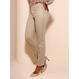 Ascari Damen 5-Pocket-Jeans, beige, Gr. 19, unifarben, 54% Baumwolle, 37% Lyocell, 6% Elastomultiester, 3% Elasthan, Jeans