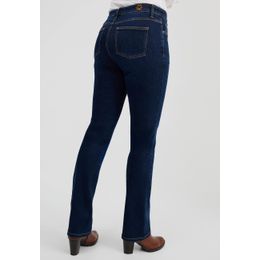 WONDERJEANS Damen Bootcut-Jeans, blau, Gr. 34, Denim/Jeans, Obermaterial: 88% Baumwolle, 8% Polyester, 4% Elasthan, Jeans, Figurbetonte Form mit