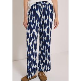 Cecil Damen Stoffhose, blau, Gr. S, gemustert, Stoff, 100% Viskose, Hosen, im Loose Fit