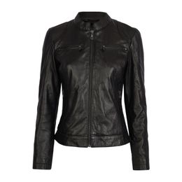 Bugatti Damen Lederjacke "BULady-110", schwarz, Gr. 46, uni, Obermaterial: 100% Lammleder LEL. Futter: 100% Polyester PES. 100% Polyester PES.,