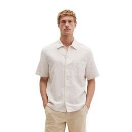 Marc O'Polo MARC O'POLO Herren Kurzarmhemd "aus Leinen-Bio-Baumwoll-Mix", wei&szlig;, Gr. XXL, gestreift, Obermaterial: 50% Leinen, 50% Baumwolle, Hemden