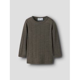name it Jungen Langarmshirt "NMMWANG WOOL NEEDLE LS TOP SOLID NOOS"morel, Gr. 116, unifarben, Strick, Obermaterial: 100% Wolle, Shirts, aus reiner