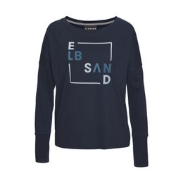 ELBSAND Damen Langarmshirt "Iruna"marine, Gr. S, bedruckt, Jersey, Obermaterial: 50% Baumwolle, 50% Polyester, Shirts, mit Frontdruck, Longsleeve,
