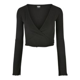 Urban Classics Damen Langarmshirt "Urban Classics Damen Ladies Cropped Rib Wrapped Longsleeve", schwarz, Gr. XXXL, unifarben, 95% Polyester, 5%