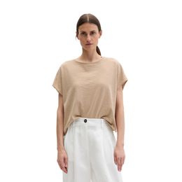 Marc O'Polo MARC O'POLO Damen Strickpullover "mit &uuml;berschnittener Schulter", beige, Gr. XL, unifarben, Obermaterial: 90% Baumwolle, 10% Leinen, Pullover