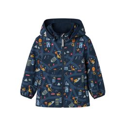 name it Jungen Softshelljacke "NMMMALTA05 SOFTSHELL JACKET AOP FO", blau, Gr. 110, bedruckt, Softshell, Obermaterial: 95% Polyester, 5% Elasthan,