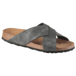 MAN'S WORLD MAN'S WORLD Herren Pantolette, Gr. 42, grau, Lederimitat, Schuhe, Sommerschuh, Strandschuh, Hausschuh mit Fu&szlig;bett