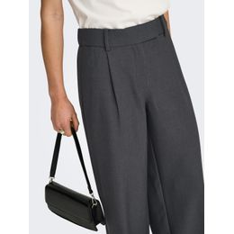 Only Damen Anzughose "ONLLINDA HW STR MEL PANTS TLR NOOS"dunkelgrau melange, Gr. L, unifarben, Web, Obermaterial: 97% Polyester, 3% Elasthan, Hosen,