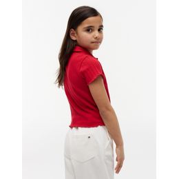 Tommy Hilfiger M&auml;dchen T-Shirtprimary rot, Gr. 10, unifarben, Single Jersey, Obermaterial: 94% Baumwolle, 6% Elasthan, Shirts, Kinder bis 16 Jahre