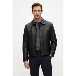 BOSS Orange Herren Lederjacke "Joban", schwarz, Gr. 46, unifarben, Obermaterial: 100% Schafsleder, Jacken, Glattes Nappaleder, Regular Fit,