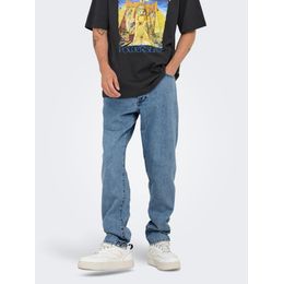 Only & Sons ONLY & SONS Herren Loose-fit-Jeans "ONSTYE LOOSE TAPE.BOX 8836 AZG DNM NOOS", blau, Gr. 29, leichte Abriebeffekte, Denim/Jeans, Obermaterial: 100%