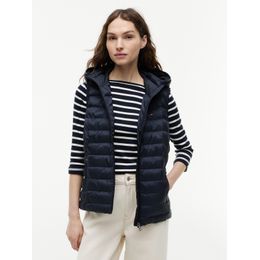 Tommy Hilfiger Damen Steppweste "LW PADDED GLOBAL STRIPE VEST", blau, Gr. M, unifarben, Web, Obermaterial: 100% Polyester, Westen, abnehmbare Kapuze,