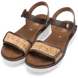 Ara Damen Keilsandalette "BILBAO", Gr. 36, braun, Glattleder, Lederimitat, kontrastfarbene Details, Schuhe, Plateau, Riemchensandale mit