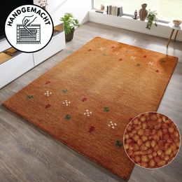 Wollteppich Theko, B:120cm H:14mm L:180cm, orange, Wolle, Wohnzimmer, Teppiche, "Gabbeh Motiv, Handgefertigt, Teppich, Tiermotiv, reine Wolle", reine