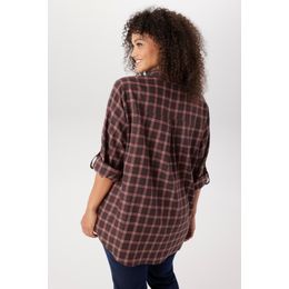 ANISTON PLUS Damen Karobluse, braun, Gr. 44, kariert, Web, Obermaterial: 100% Baumwolle, Blusen, in trendiges Karodessin - NEUE KOLLEKTION
