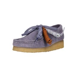 Clarks Damen Schn&uuml;rschuh "Wallabee", Gr. 41, lila, Schuhe, mit Anh&auml;ngern, Quasten und Perlen